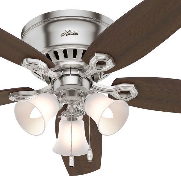 Hunter Fan 52 inch Low Profile Brushed Nickel Indoor Ceiling Fan with ...