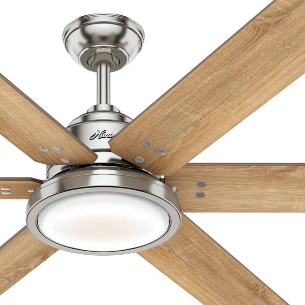 Hunter Fan 60 inch Casual Brushed Nickel Indoor Ceiling Fan with Light ...
